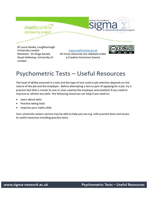 Psychometric Tests Useful Resources Download Free Pdf Psychometrics Mathematics