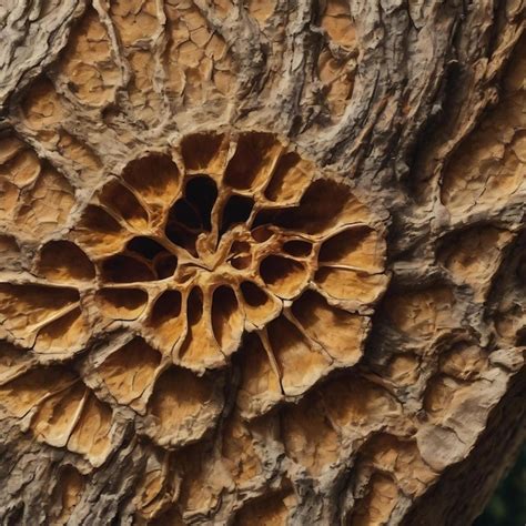 Premium Ai Image A Close Up Of A Fossil On A Tree Trunk
