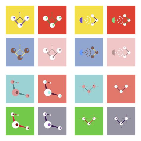 색 벡터에 분자 아이콘 생물학 요소 집합 Ai Eps Uidownload