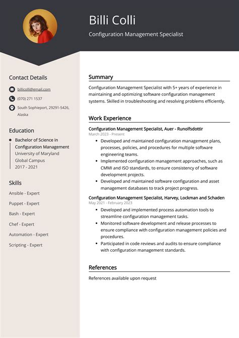 Configuration Management Specialist Resume Example Free Guide