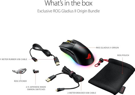 Asus Rog Gladius Ii Origin Wired Usb Optical Ergonomic Fps Gaming Mouse