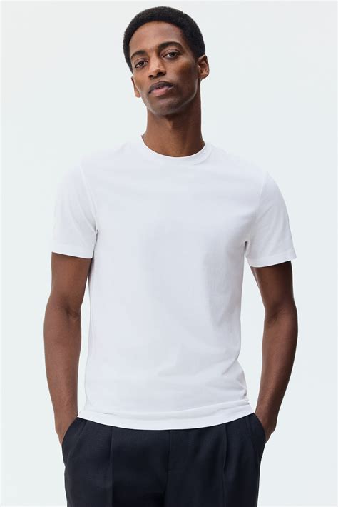 Mens White Slim Fit Pima Cotton T Shirt Handm Ie