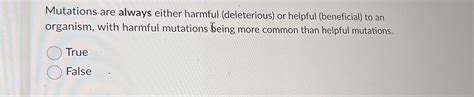 Solved Mutations Are Always Either Harmful Deleterious ﻿or