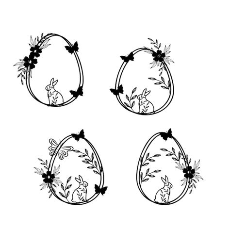 Premium Vector A Set Of Easter Eggs With A Rabbit In The Middle And A