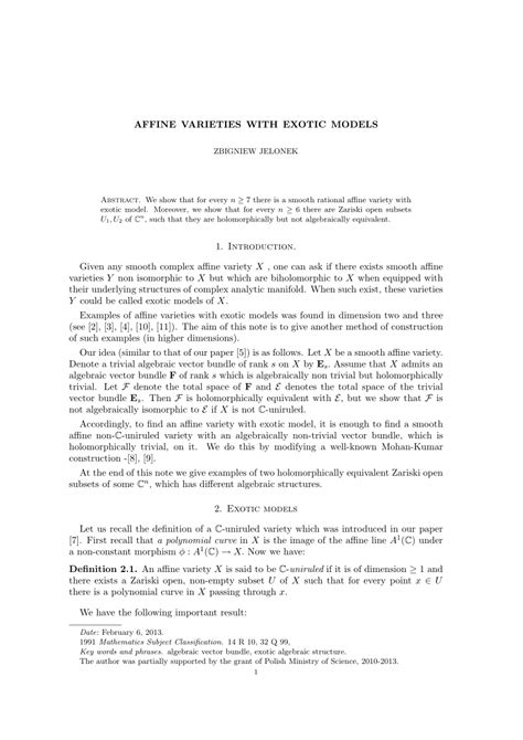Pdf Affine Varieties With Exotic Models