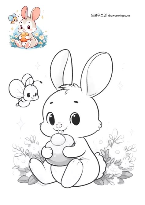 귀여운 토끼 색칠공부 도안 5종 모음 드로우 쏘잉 토끼 색칠 공부 성인용 컬러링 페이지 컬러링 페이지