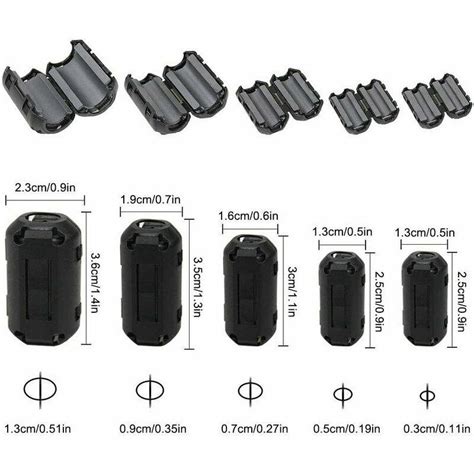 Black Clip On Ferrite Core Anti Radio Interference Noise RFI EMI Filters Clamps