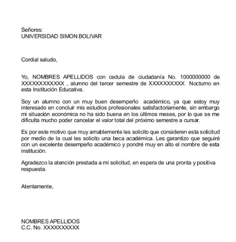 Carta De Solicitud De Beca Maestria