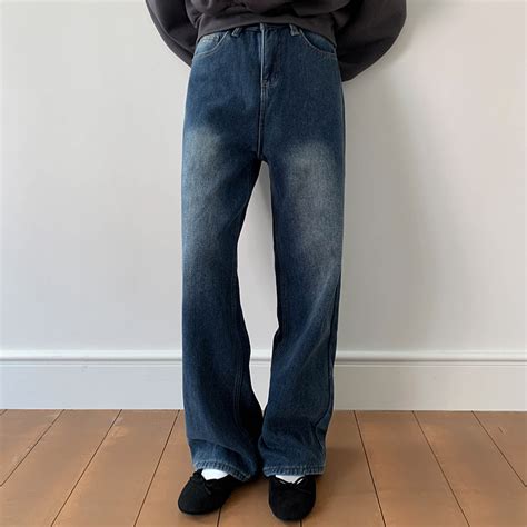 프롬비기닝 폴드 융기모 와이드 데님팬츠 기모바지 겨울바지 기모 융기모 기모청바지 기모팬츠 와이드팬츠