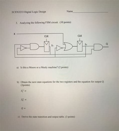 Ecen3233 Digital Logic Design Name 3 Analyzing The