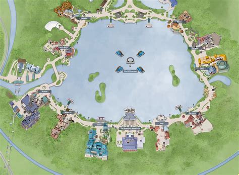Epcot Center Park Map Lands Pavilions And Resorts Etsy