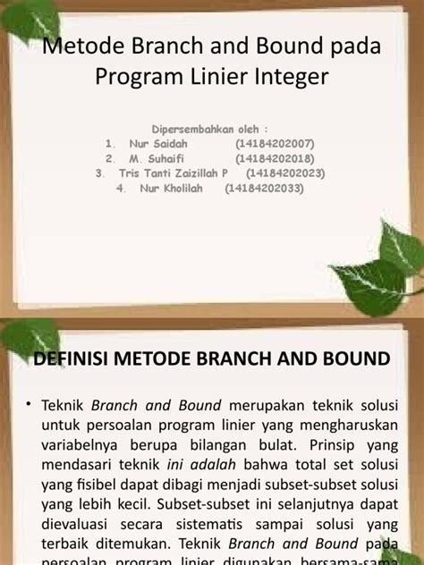 Metode Branch And Bound Pada Program Linier Integer Pdf