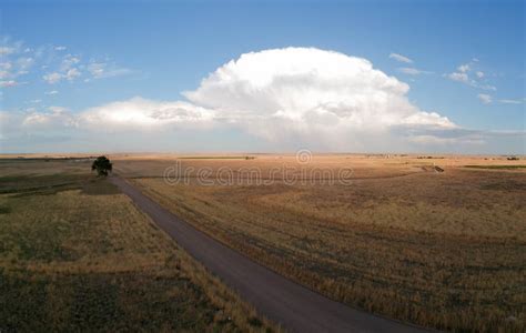 Aerial View Over Eastern Colorado Farmranch Lands Grassy Fields Stock