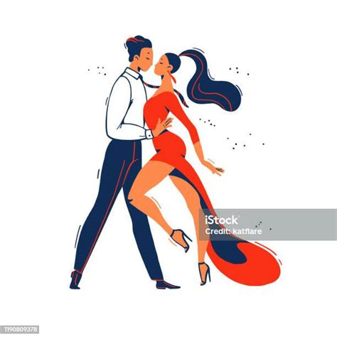 흰색 배경에 고립 된 함께 서 측면보기에서 남자와 여자 탱고 댄서 로고에 대한 스톡 벡터 아트 및 기타 이미지 로고 춤