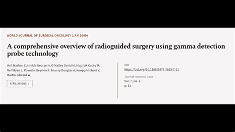 A Comprehensive Overview Of Radioguided Surgery Using Gamma Detection