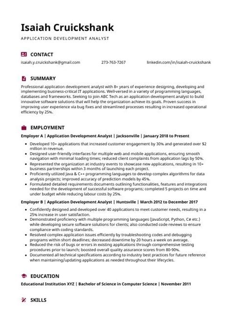 Application Development Analyst Resume Cv Example And Writing Guide Application Development Analyst Resume Cv Example And Writing Guide