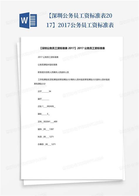 深圳公务员工资标准表20172017公务员工资标准表Word模板下载 编号qobdgora 熊猫办公