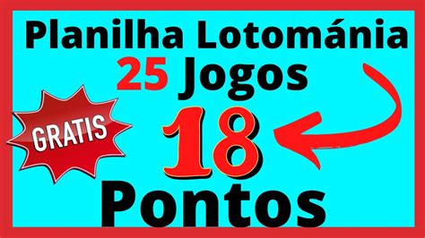 Lotománia Planilha Lotomania 80 Dezenas GRÁTIS 25 Jogos Fechando 18