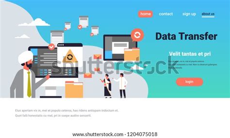 Indian People Working Data Transfer Concept Stock Vector Royalty Free