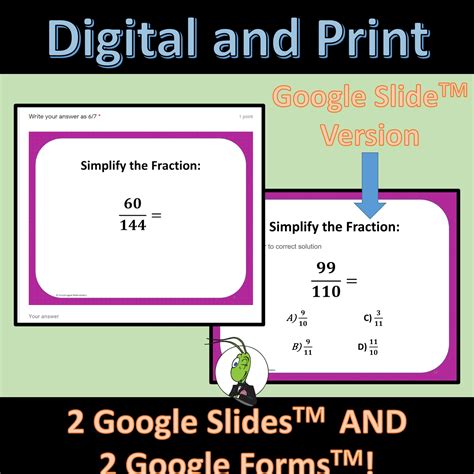 Simplifying Fractions Set Task Cards And Google Slides And Forms Made By Teachers