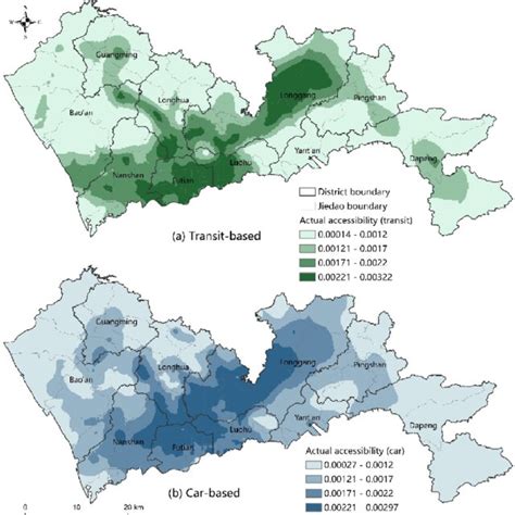Distribution Of Actual Transit And Car Based Healthcare Accessibility