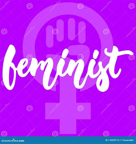 Feminist Hand Drawn Lettering Phrase About Woman Girl Female