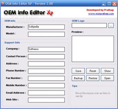 OEM Info Editor XP Download Softpedia