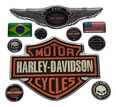 Adesivo Resinado Harley Davidson Escudo Grande Laranja Mercadolivre