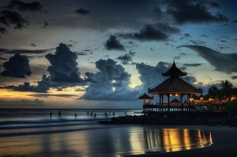 Premium Photo Bali Indonesias Kuta Beach At Dusk