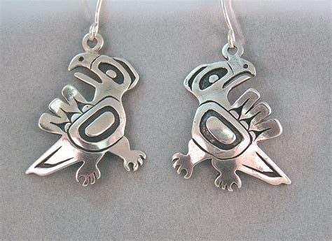 Walker Goldsmiths Lost Wax Cast Sterling Eagle Earrings