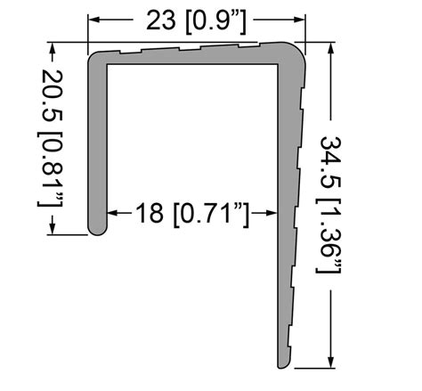 U Channel Trim U Shape Extrusion With Unequal Legs 18mm Slot 20 5mm X 34 5mm Legs 2000mm