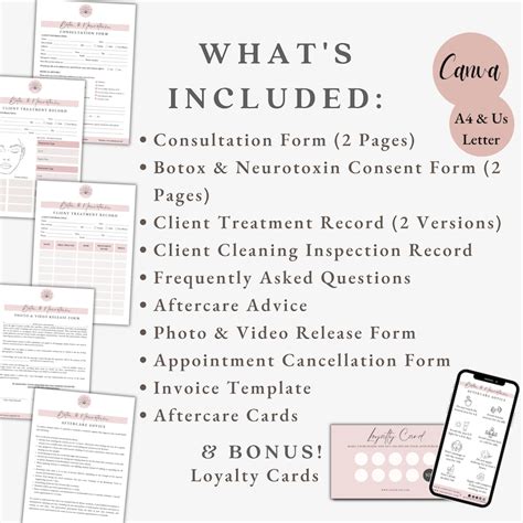 Botox Botulin Toxin Consultation Forms Consent Form Aftercare