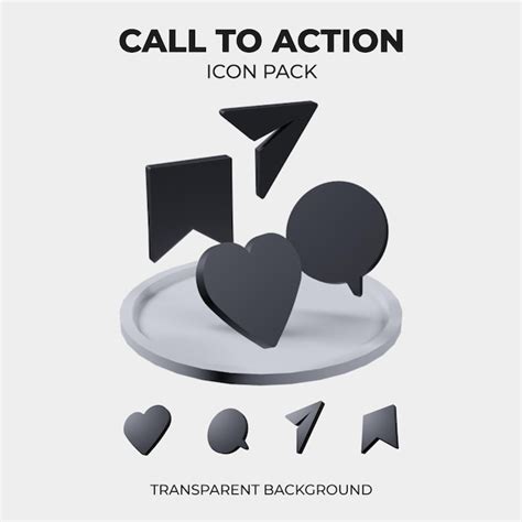 Premium PSD Social Media Call To Action 3d Icon Pack Psd
