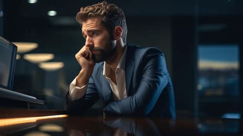 Male Executive In Formal Clothes Is Alone Indoors Thoughtful Look