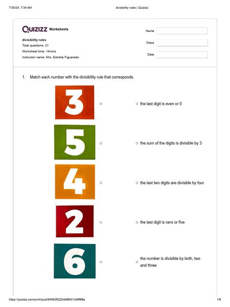 Divisibility Rules Grade 5 Worksheet Pdf Odds Discrete Mathematics