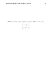 HSCO 506 Journal Article Review 1 A Holistic Psychology Docx Running
