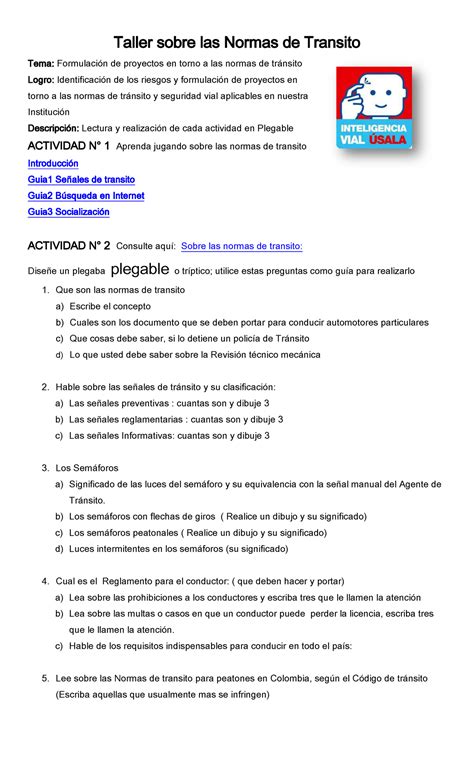 Taller sobre las Normas de Transito b Los semáforos con flechas de