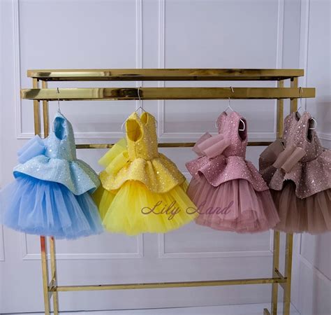 Sparkling First Birthday Dress Yellow Flower Girl Dress Etsy