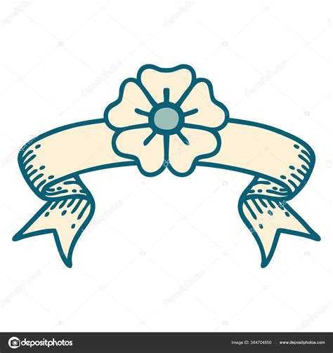 Traditional Tattoo Banner Flower Stock Vector By ©lineartestpilot 364704850