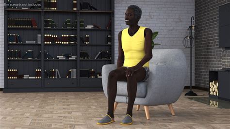 Afro American Grandpa Wearing Pajamas Rigged For Cinema 4d 3d Model