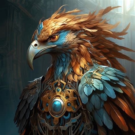 Premium Ai Image A Golden Eagle With A Gold Crown And A Gold Crown
