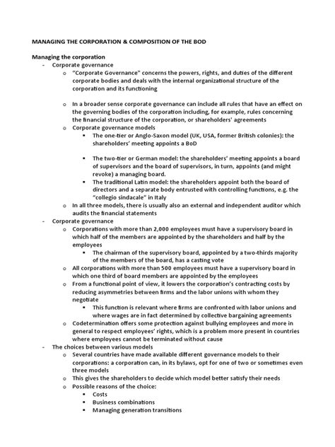 Composition Of The Body Of Directors Pdf Corporate Governance