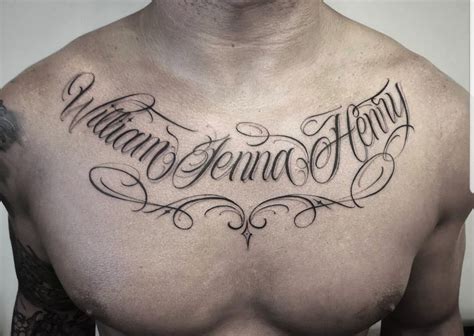 Script Writing Tattoos On Chest