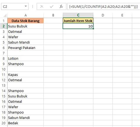 Rumus Excel Menghitung Jumlah Data Yang Berbeda Pada Berbaga