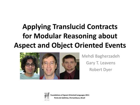 Ppt Applying Translucid Contracts For Modular Reasoning About Aspect