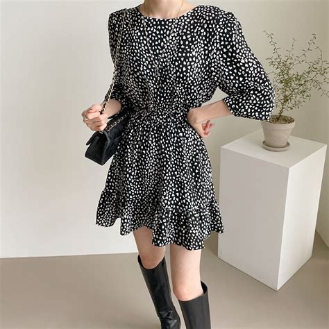 호피나염 밴딩 미니 원피스 치마바지 안감