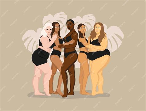 Premium Vector Group Of Women Different Nationalities In Underwear
