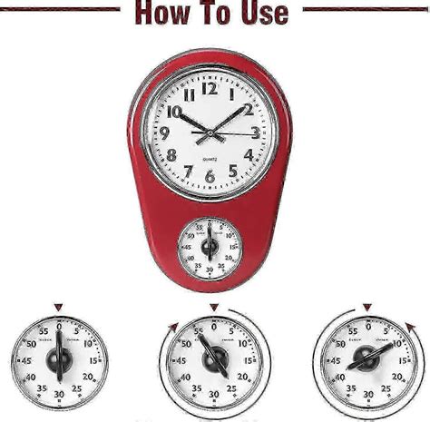 Retro Kitchen Timer Wall Clock Red Vintage Silent Home Timer Fruugo Uk