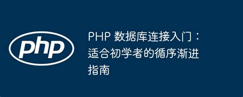 php 数据库连接入门：适合初学者的循序渐进指南 叮当号