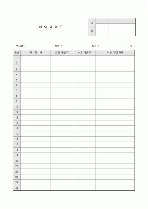 영업 계획표